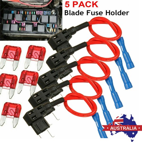 5Pc Add A Circuit ATO ATC Mini Blade Fuse Taps Splice Holder Piggy Back ...