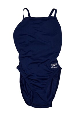 Speedo Endurance Thin Strap Swimsuit One Piece Racing Cut Flyback Blue ...