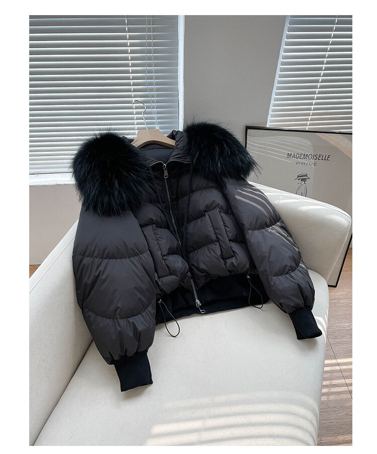 winter coat women fashion short down jacket fox fur collar puffer jacket outwear | eBay