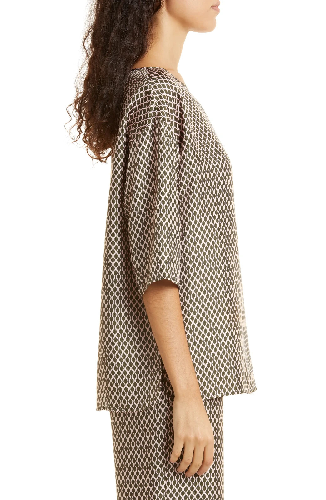 MAX MARA Leisure Boa Silk Blouse Kaki Tan Print Top MSRP $315 | eBay