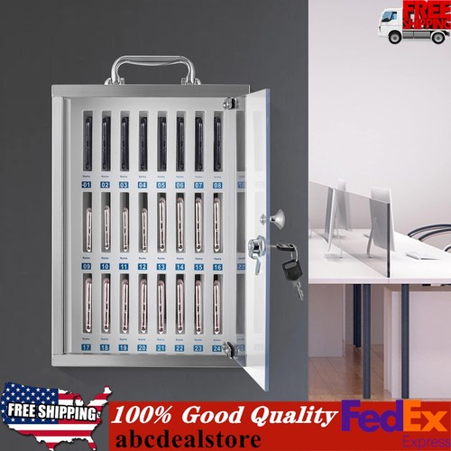 24 Slots Cell Phone Cabinet Lockable Wall Mounted Locker Box Silver for ...