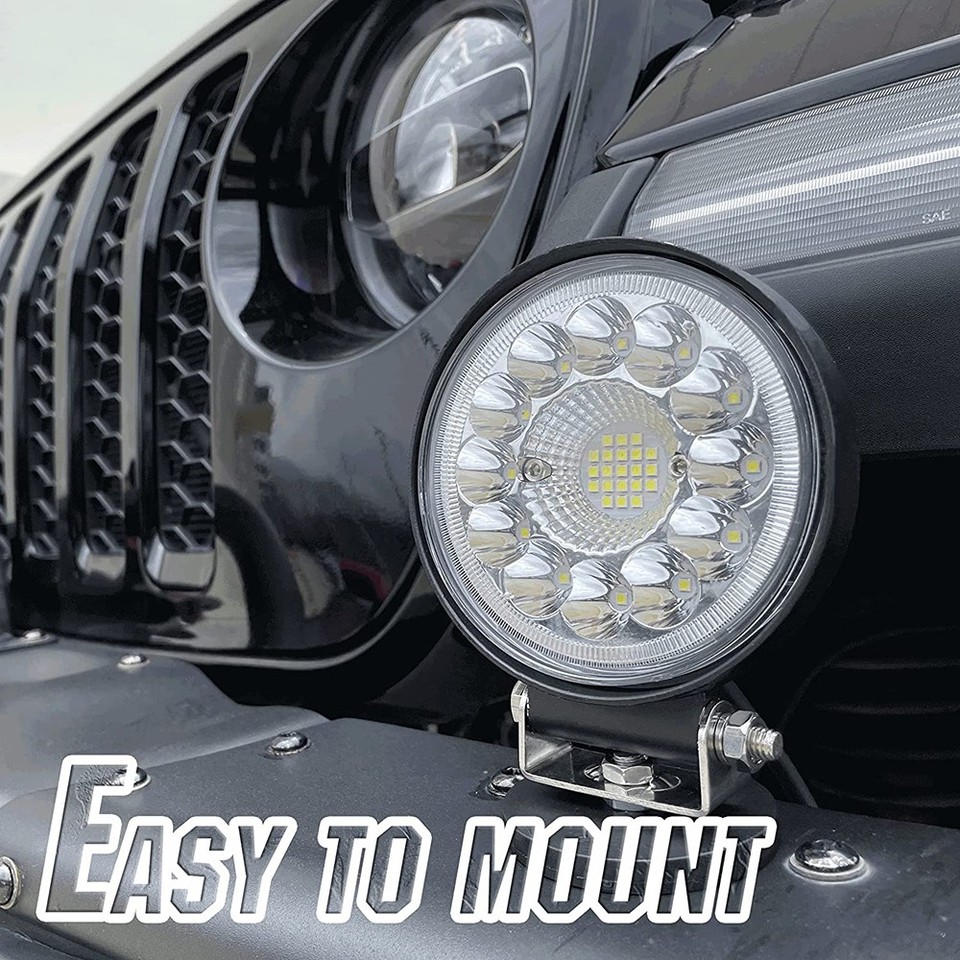 2X 4''Inch Led Flood Round Work Light Offroad Truck Car SUV ATV Driving ...