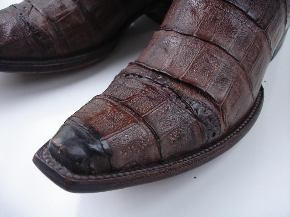 Men's 10.5 D M Old Gringo Star Amherst Brown Caiman Alligator Skin ...