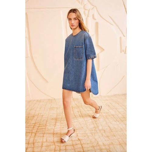 Ulla Johnson Joan Tunic Dress Danube Denim Oversized 100% Cotton Size M ...