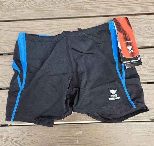 TYR Men Boy Durafast Alliance Splice Blue/black Boxer Square Leg Trunk ...