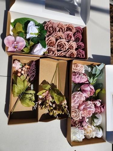 pink pastel assorted floral bundles with assorted greenery stems | eBay