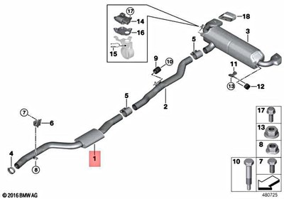 Genuine BMW G30 G31 540i 540iX Sedan Wagon Front Silencer 18308652304 ...