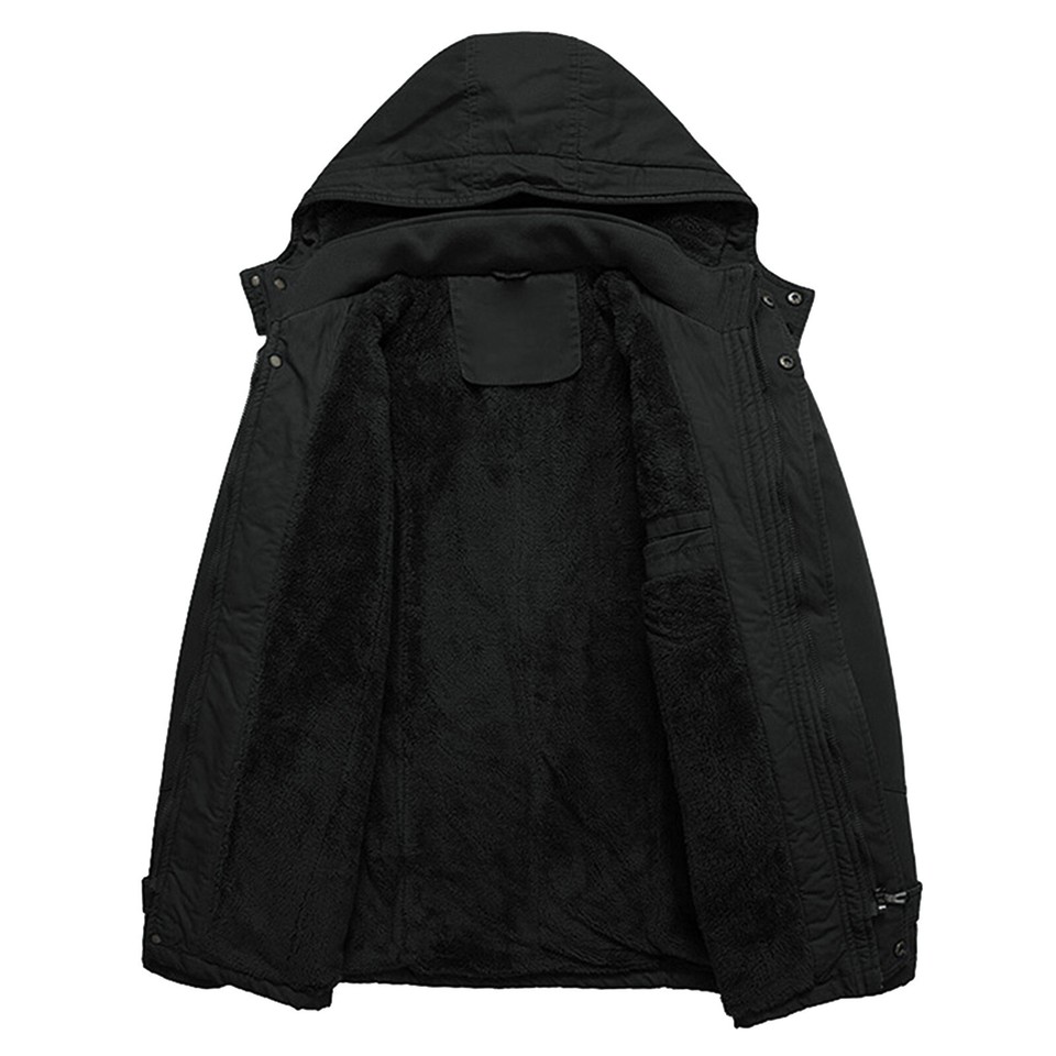 Men's Winter Casual Thicken Fleece Multi-Pocket Outwear Bomber Jacket ...