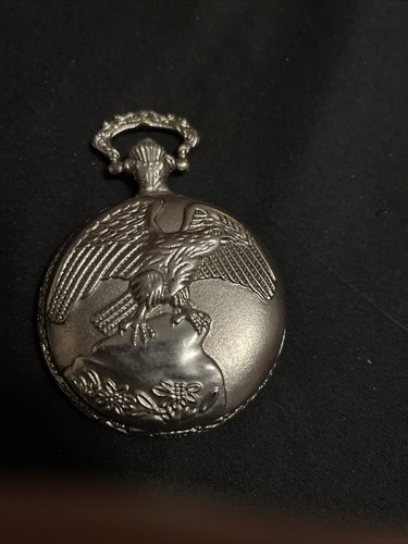 Eagle Pocket Watch Men’s Gift Silver Tone Quartz Japan | eBay