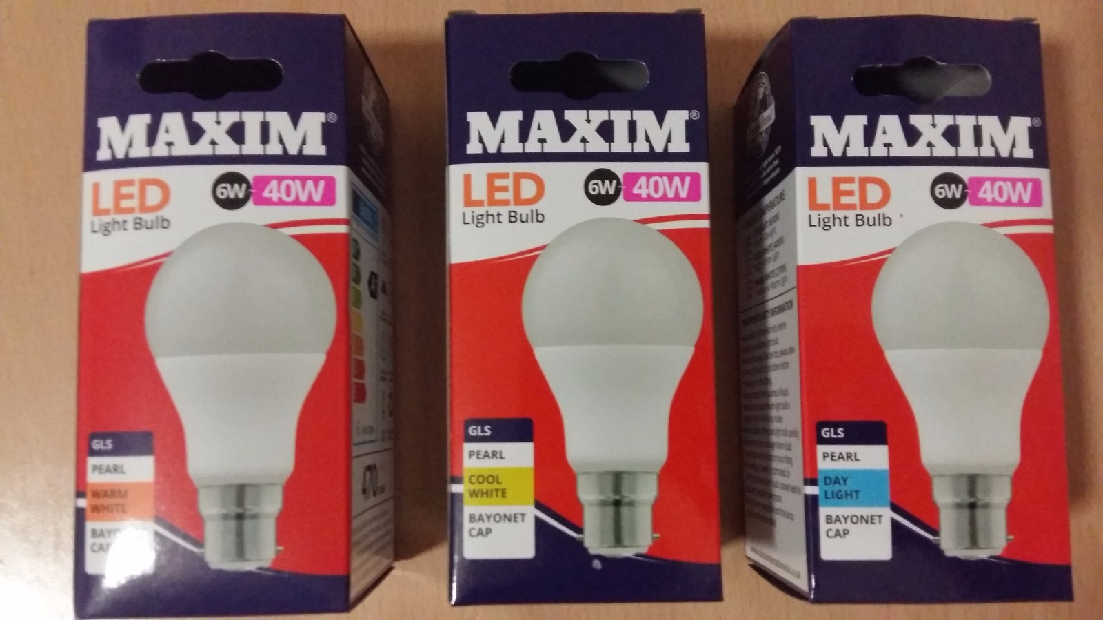 Maxim LED GLS Bulbs 6w BC B22 Bayonet Cap Warm Cool Day Light White ...