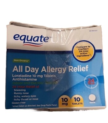 Equate Allergy Relief Loratadine Tablets 10 mg, Antihistamine, 10 Count ...