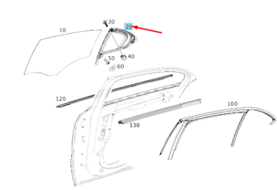 MERCEDES-BENZ A W176 Rear Right Door Fixed Window A1767300400 NEW ...
