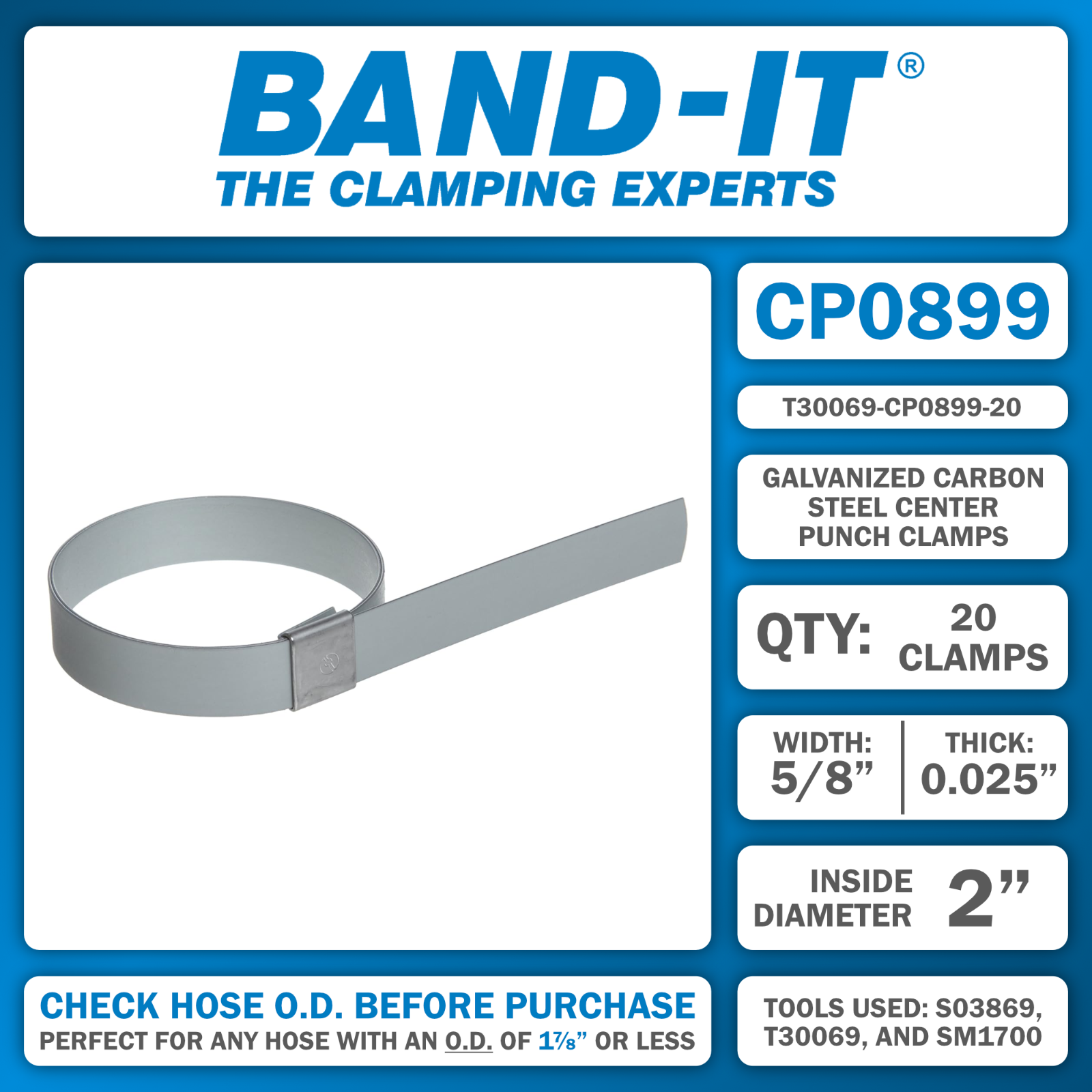 Band-It T30069 Tool + CP0899 (qty 20) 2 inch Galvanized Center Punch ...