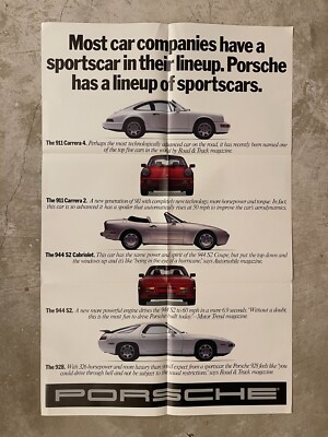 1980 Porsche Full Line Showroom Advertising Folder / Poster - RARE ...
