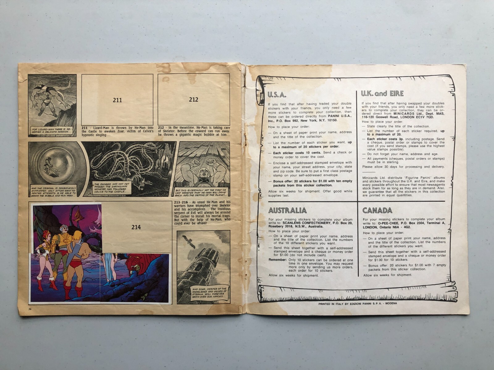 1983 Masters of the Universe He-man sticker album MOTU by Panini | eBay