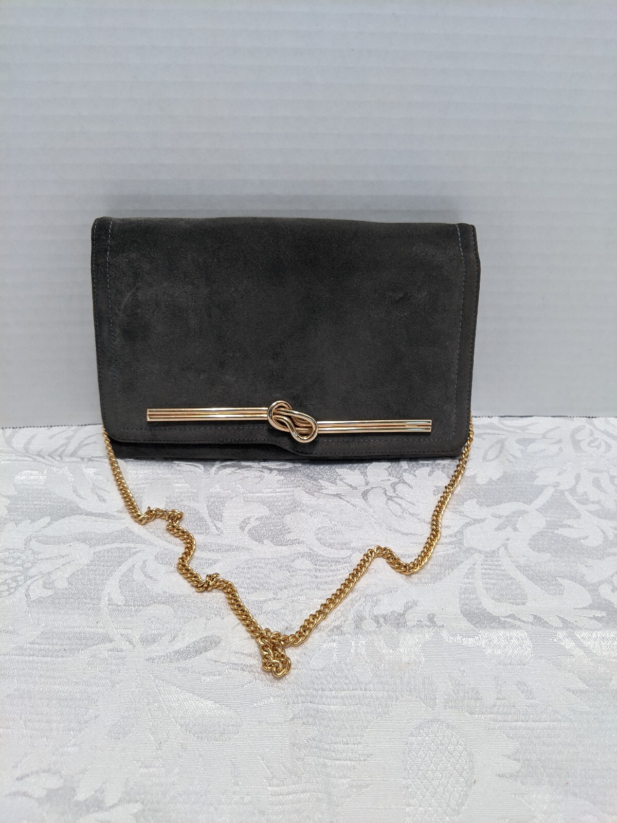 Vintage Susan Gail Granite Gray Genuine Leather Clutc… - Gem