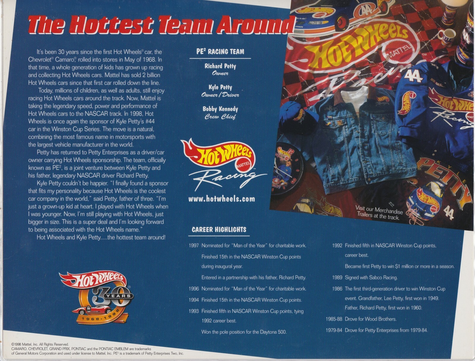 KYLE PETTY HOT WHEELS RACING LICENSE SHEET | eBay