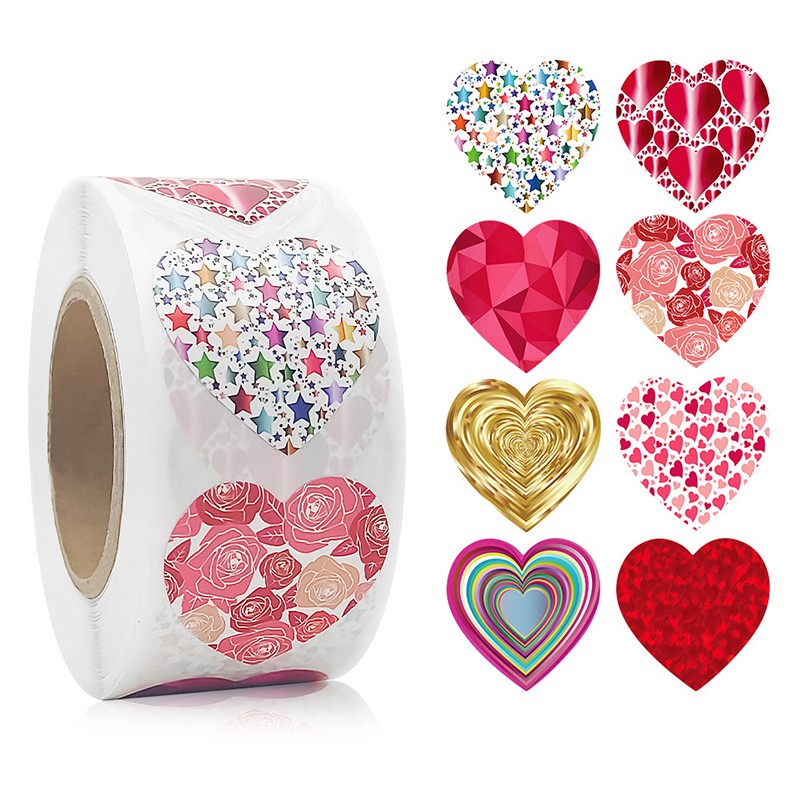 500pcs Color Valentine's Day Heart Sticker Birthday Gift Packaging Seal ...