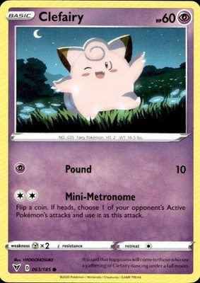 Nintendo Pokemon SWSH04: Vivid Voltage Clefairy #063/185 Common | eBay