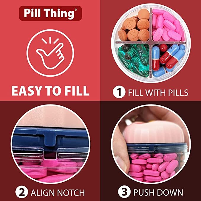 Mini Pill Dispenser Organizer Bottle, Daily Travel Medication Box w ...