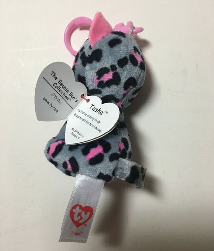 TY Beanie Boos 3" TASHA Leopard Key Chain Clip Stuffed Animal Plush Toy ...
