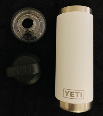Yeti White Rambler 18oz with 2 Caps - Chug Cap and Screw On Cap | eBay