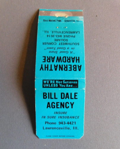 Matchbook Cover - Bill Dale Insurance / Abernathy Hardware ...