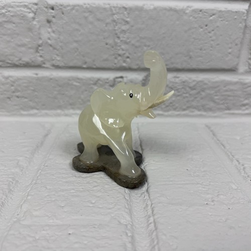 Hand Carved Stone Elephant Collectible Small Beige Elephant Figurine ...