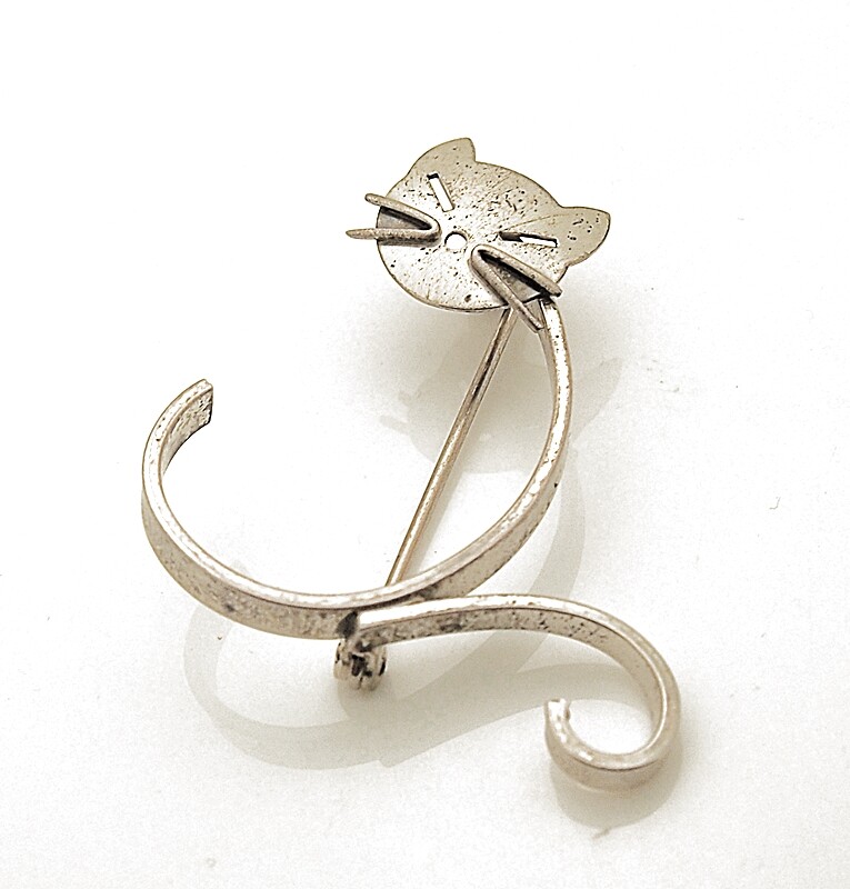 Vintage Sterling Silver Cat Pin by Beau Sterling | eBay