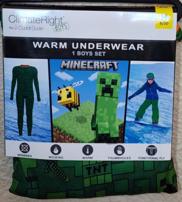 ClimateRight by Cuddl Duds Boys Minecraft Warm Underwear Size M 8/10 ...