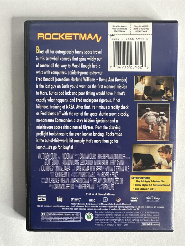 ROCKETMAN disney DVD Harland Williams Jessica Lundy William Sadler 1997 ...