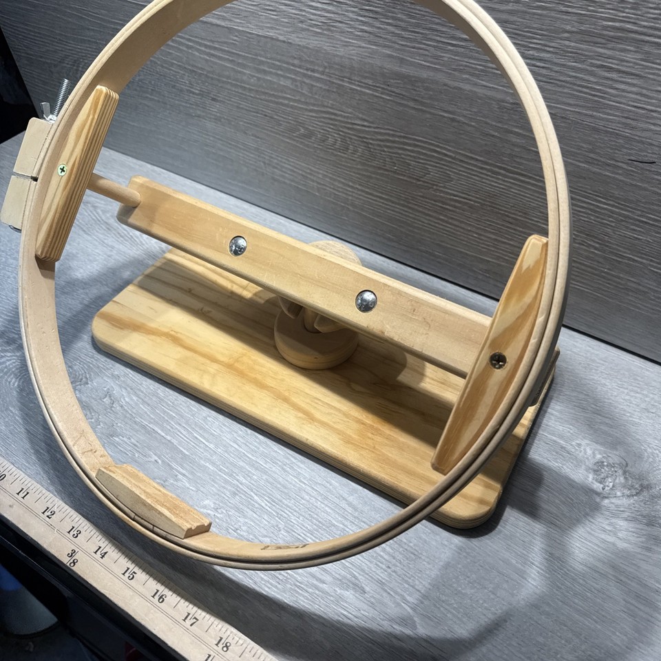 Vintage Wood Embroidery Hoop Stand Adjustble Rotating Craft Tabletop | eBay