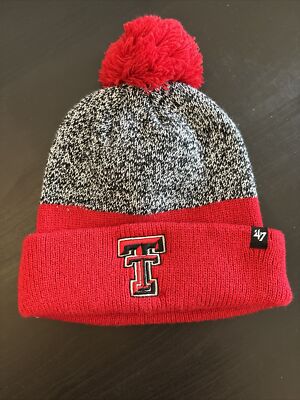 '47 Brand Texas Tech Red Raiders Beanie Gray Patch Pom Cuff Hat Cap One ...