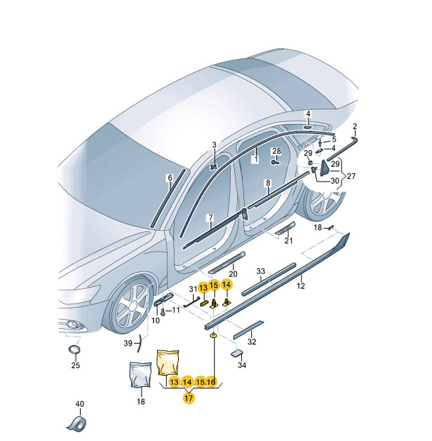 Audi 4G0898909 Genuine OEM Rocker Molding Mount Kit for sale online | eBay