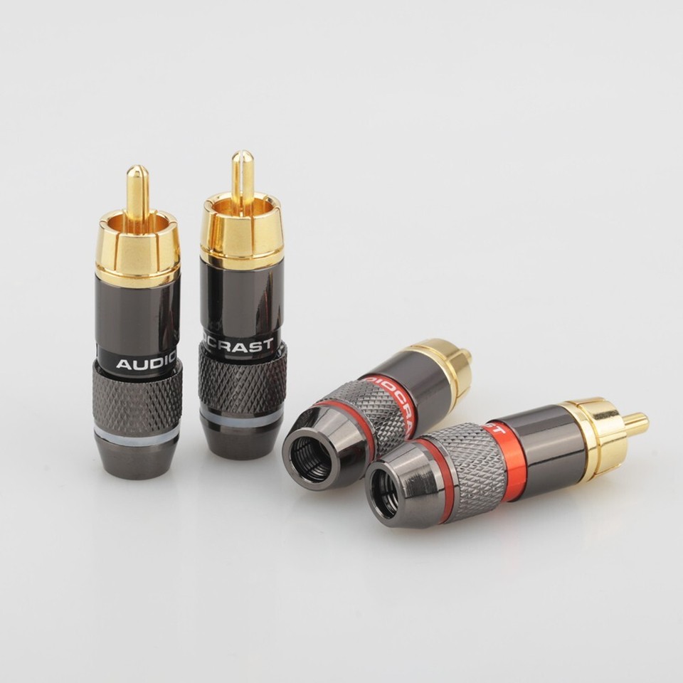 8Pcs Gold Plated 6mm RCA Plug Male Double Self-Locking Lotus Wire RCA ...