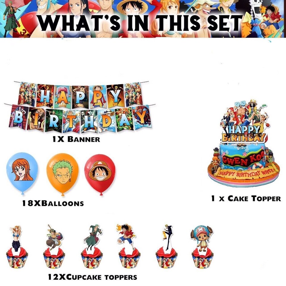 46pcs Japanese Anime One Piece Birthday Party Decorations Supplies Set ...