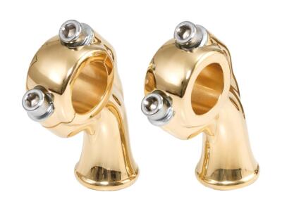 Kustom Tech Moto Deluxe Risers 2.5 Inch High & 1 Inch Pullback In Polish Brass | eBay UK