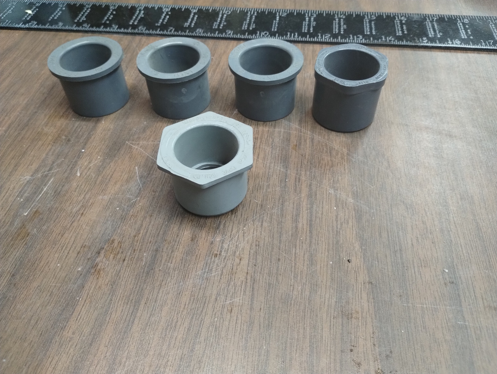 LOT OF 5 1- 1/4" X 1" PVCI SCH80 D2467 Reducing Flush Bushing SCH 80 ...