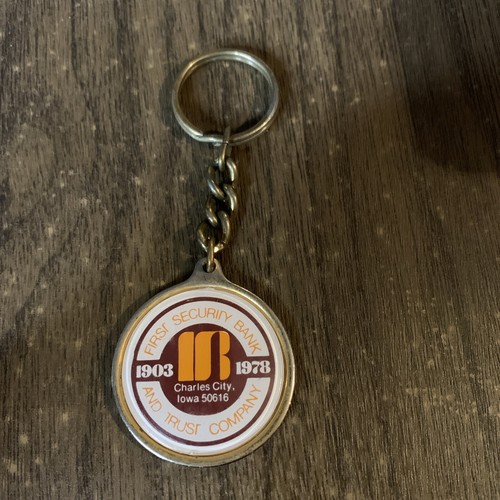 Vtg 1978 First Security Bank - Charles City, IA - Keychain | eBay