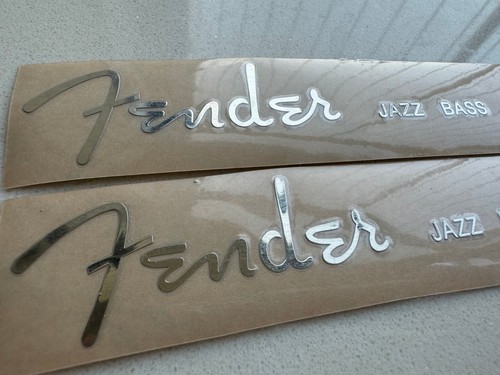 2Pcs FENDER JAZZ BASS Guitar Headstock Self-Adhesive Metal Sticker ...