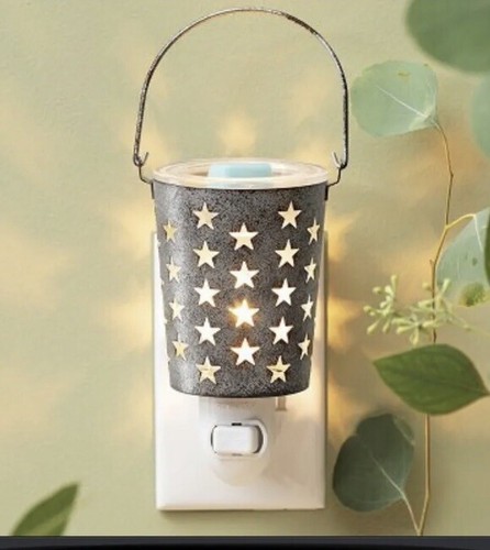 Scentsy “SEEING STARS” MINI Wax Warmer Wall Plugin Galvanized & Glass ...
