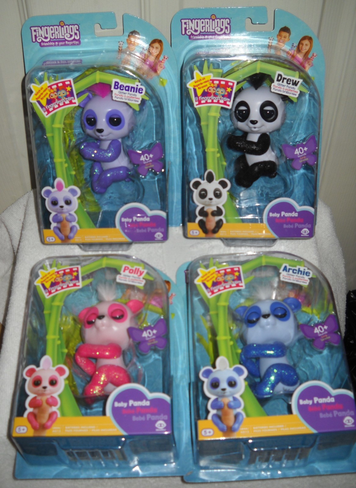 #9932 RARE Wowwee Toys NOC Fingerlings Set of 4 Baby Glitter Pandas | eBay