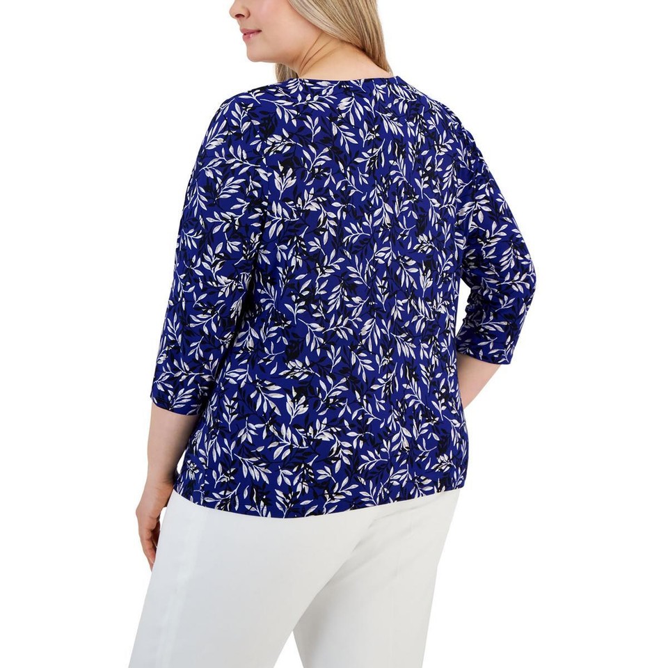 Kasper Womens Cutout Printed Top Blouse Shirt Plus BHFO 0619 | eBay