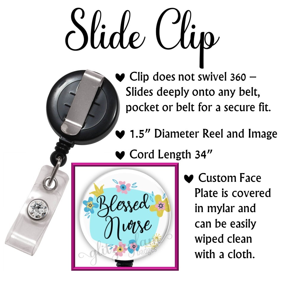 Blessed Nurse Badge Holder, Retractable Badge, Pretty Badge Reel GG1057 ...