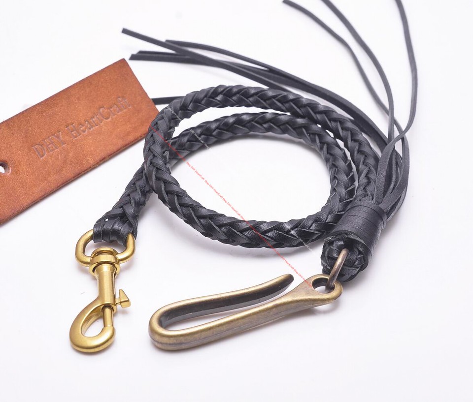 24" Handmade Brown Cowhide Leather Braided Truckers Trouser Pant Wallet ...