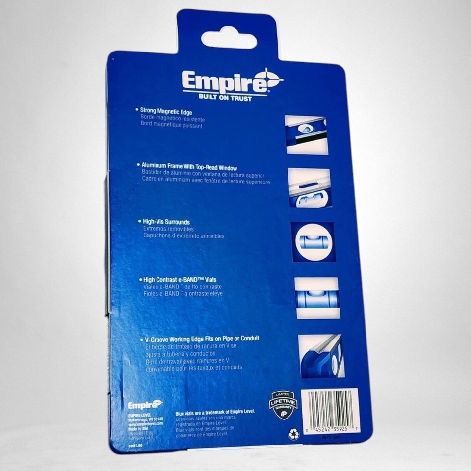 Empire 9 in. True Blue Professional Magnetic Torpedo Level 2-Pack e ...