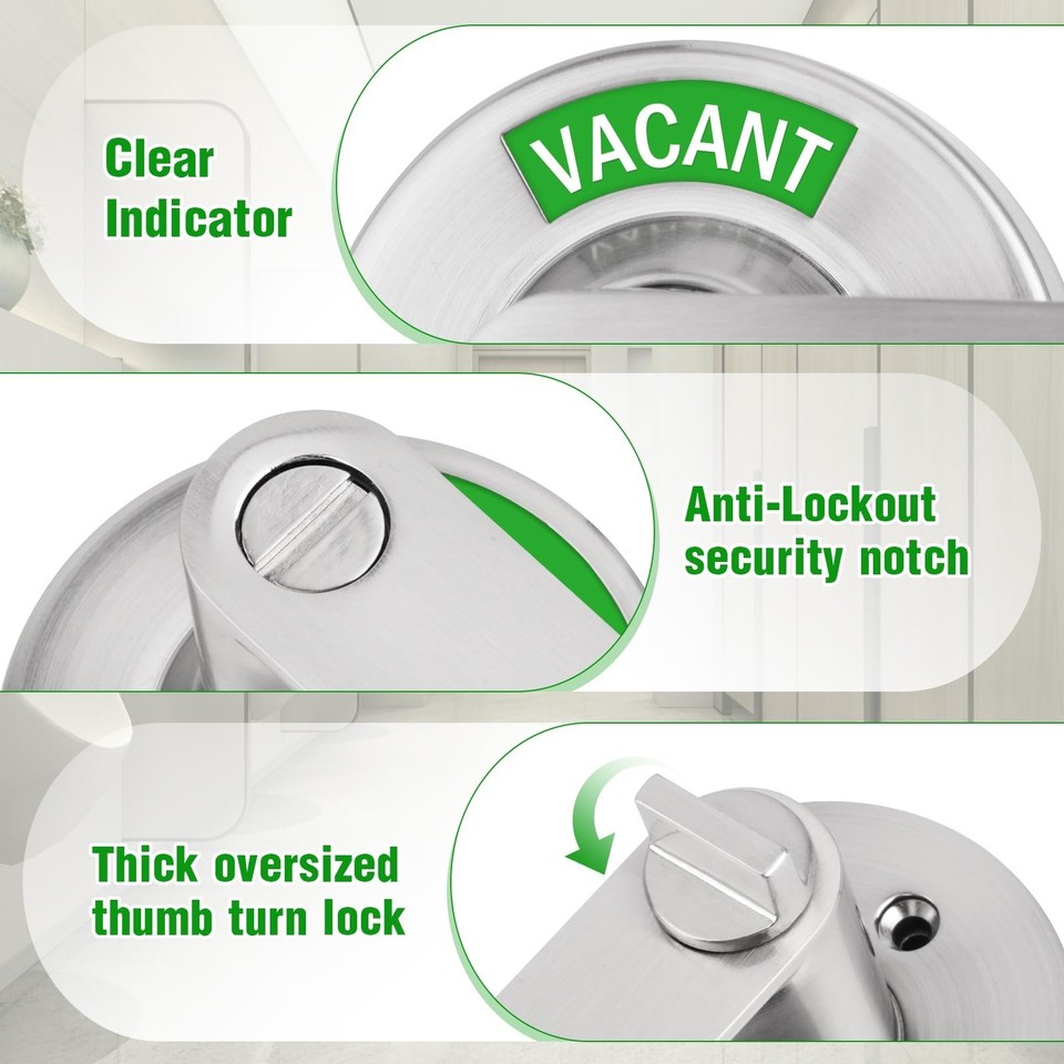 Indicator Privacy Lock and Door Lever,Vacant Occupied Bathroom Knob ...
