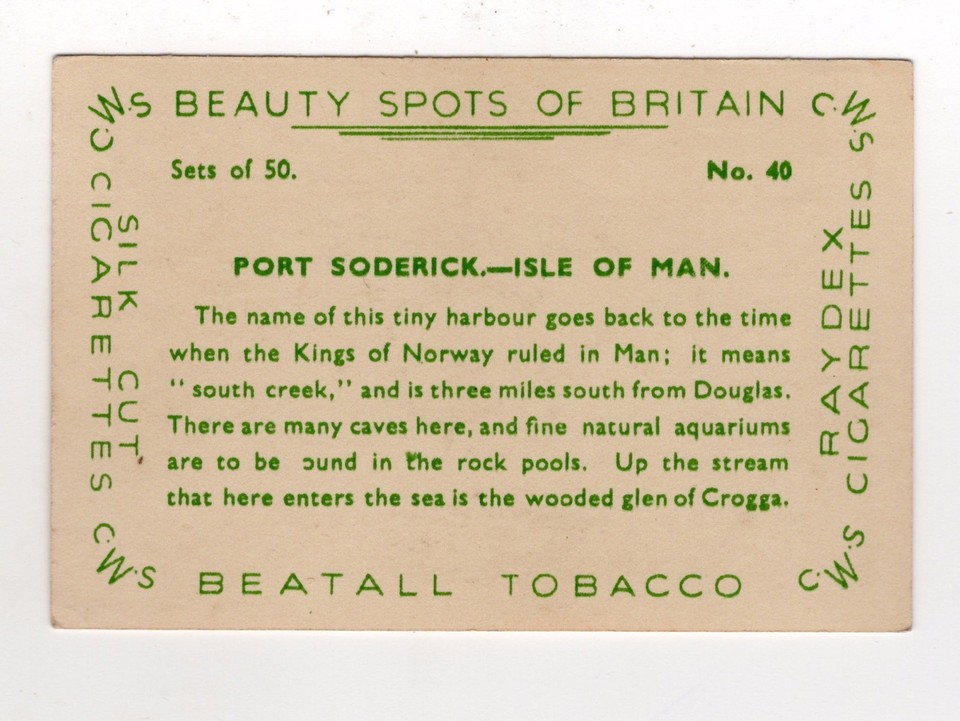 Beauty Spots of Great Britain 1936 card. Port Soderick Isle of Man | eBay