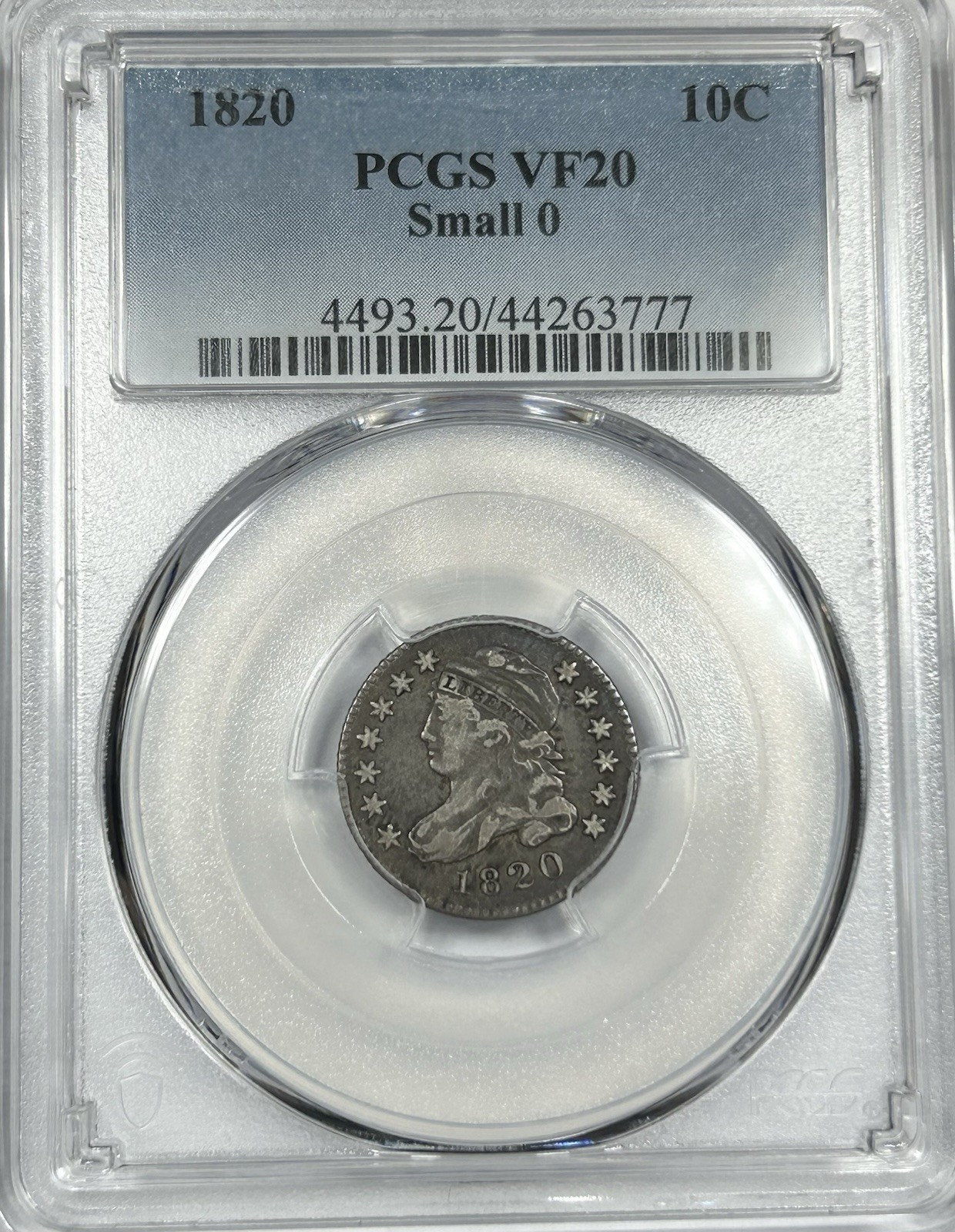 1820 Capped Bust Dime Small 0 10c Silver Coin - PCGS VF20 - JR-10 R-3 ...