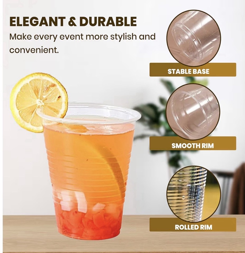 Clear Disposable Plastic Cups Reusable Drinks Party Glass pack of 100 ...